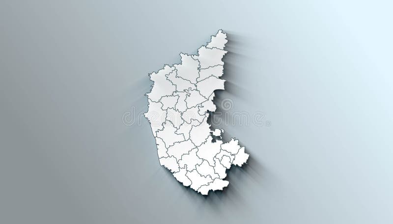 Minimalist 3D Map of Karnataka a Districts of India with Borders Stock ...