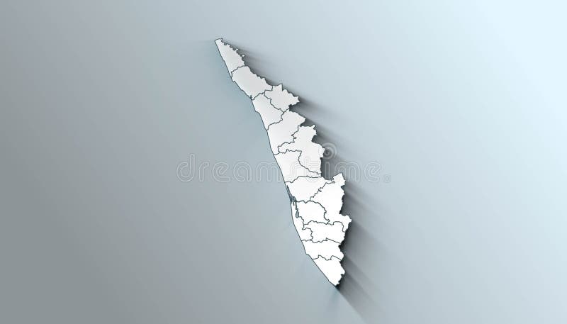 Minimalist 3D Map of Kerala a Districts of India with Borders Stock ...