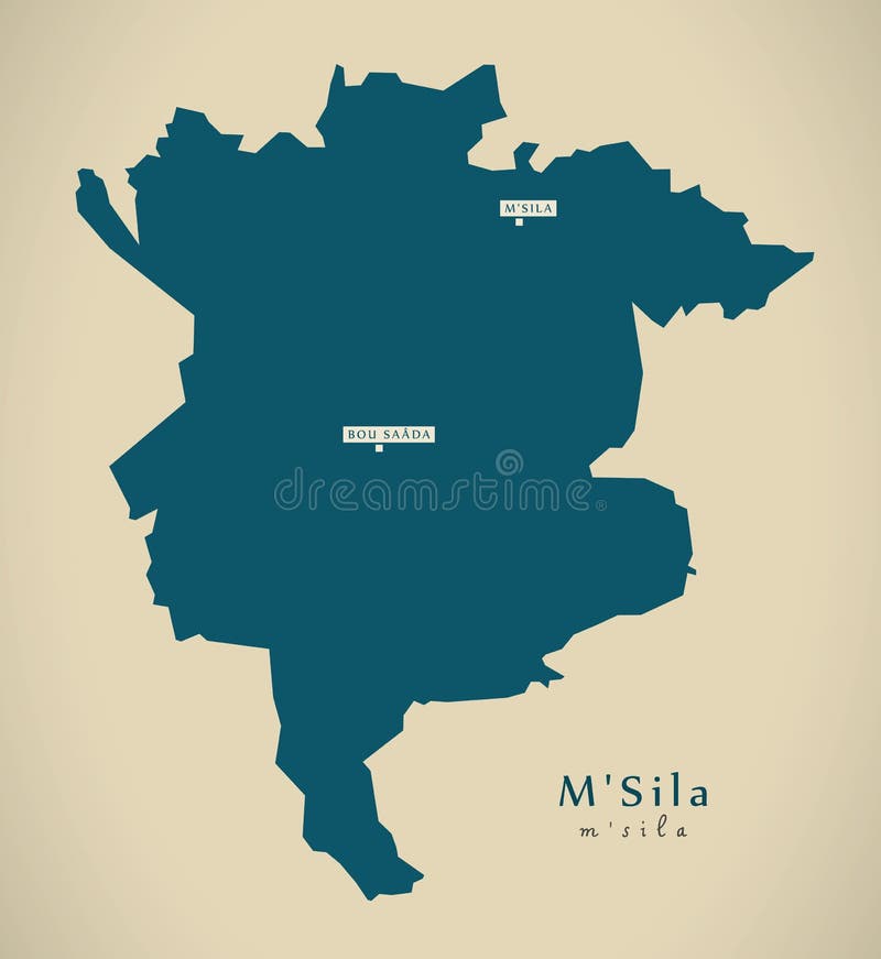 Modern Map - M`Sila DZ stock illustration. Illustration of department ...