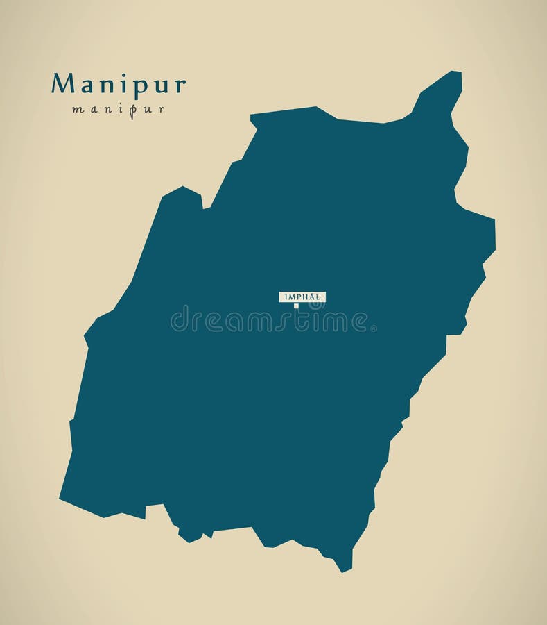 Modern Map - Manipur in India Federal State Illustration Stock ...