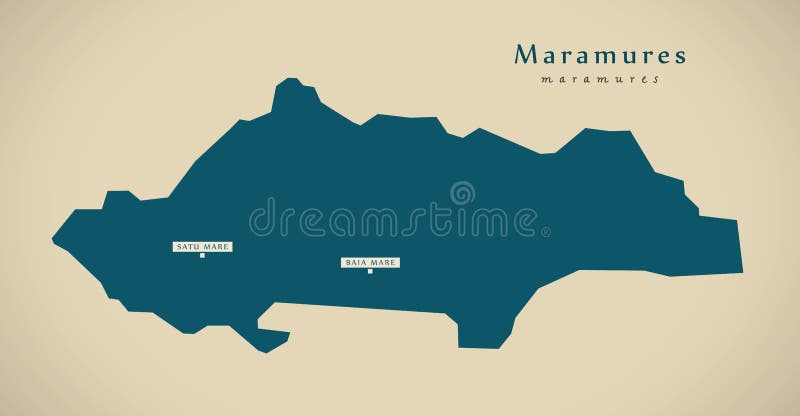 Modern Map - Maramures Romania RO Stock Illustration - Illustration of ...