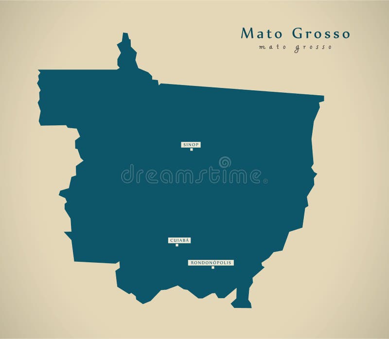 Modern Map - Mato Grosso BR Brazil Stock Illustration - Illustration of ...