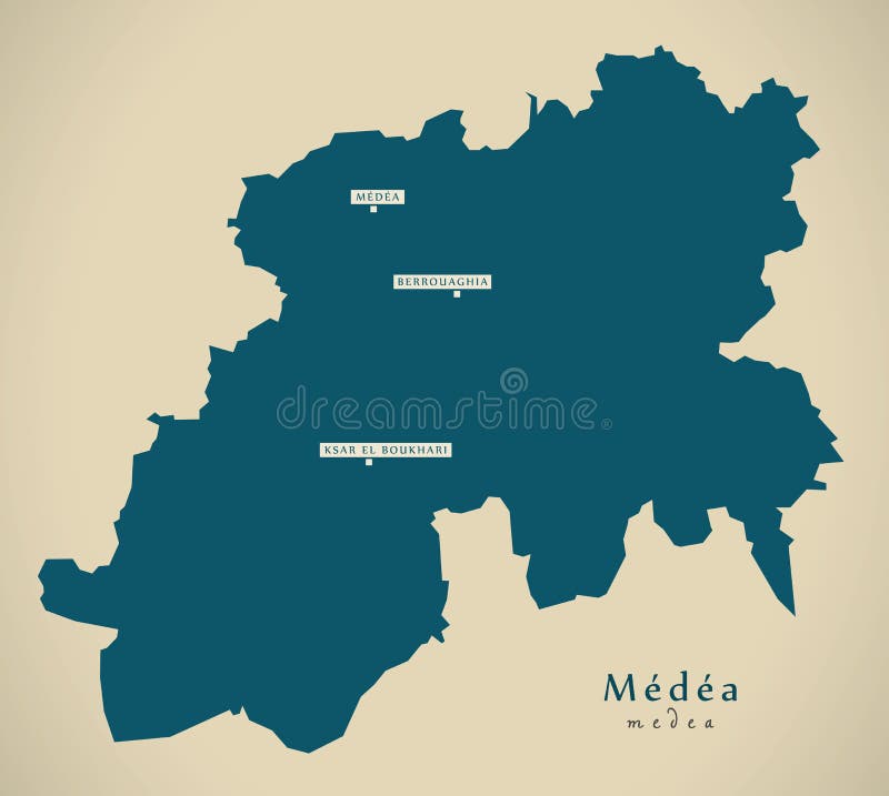 Modern Map - Medea DZ stock illustration. Illustration of county ...