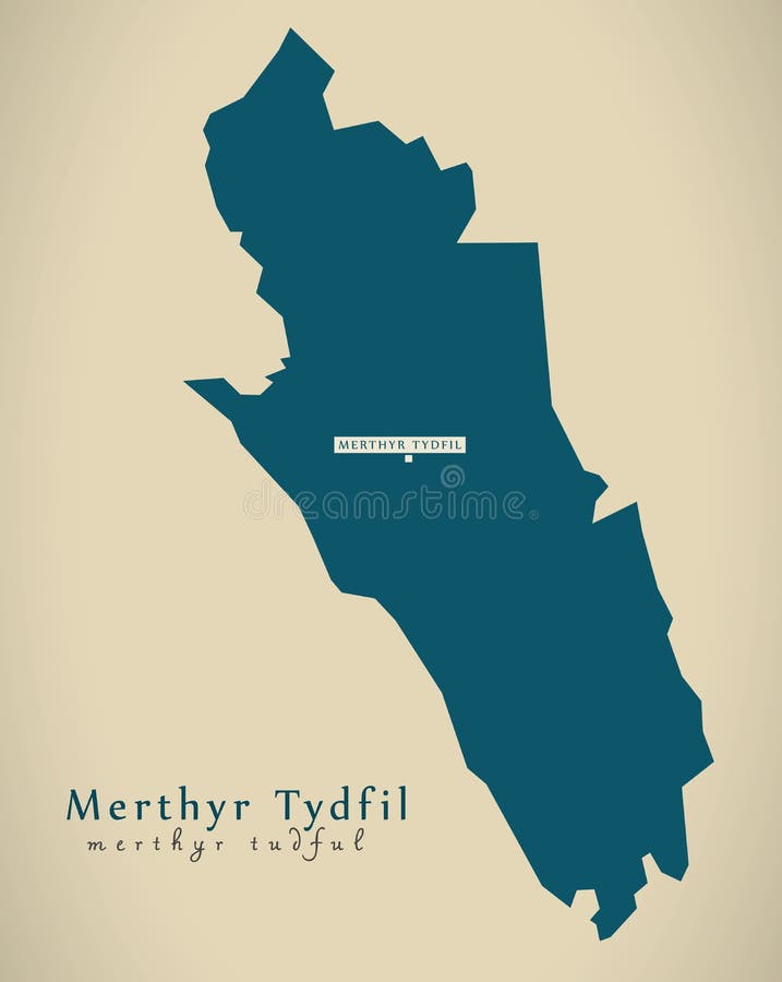 Modern Map - Merthyr Tydfil Wales UK Stock Illustration - Illustration ...