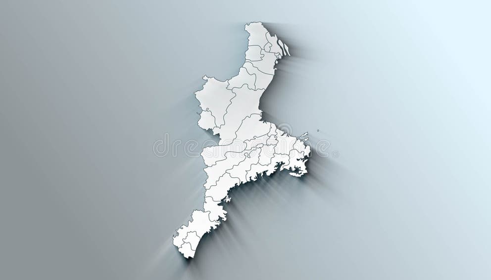 Modern Map of Mie Japan Prefecture with Borders Stock Illustration ...