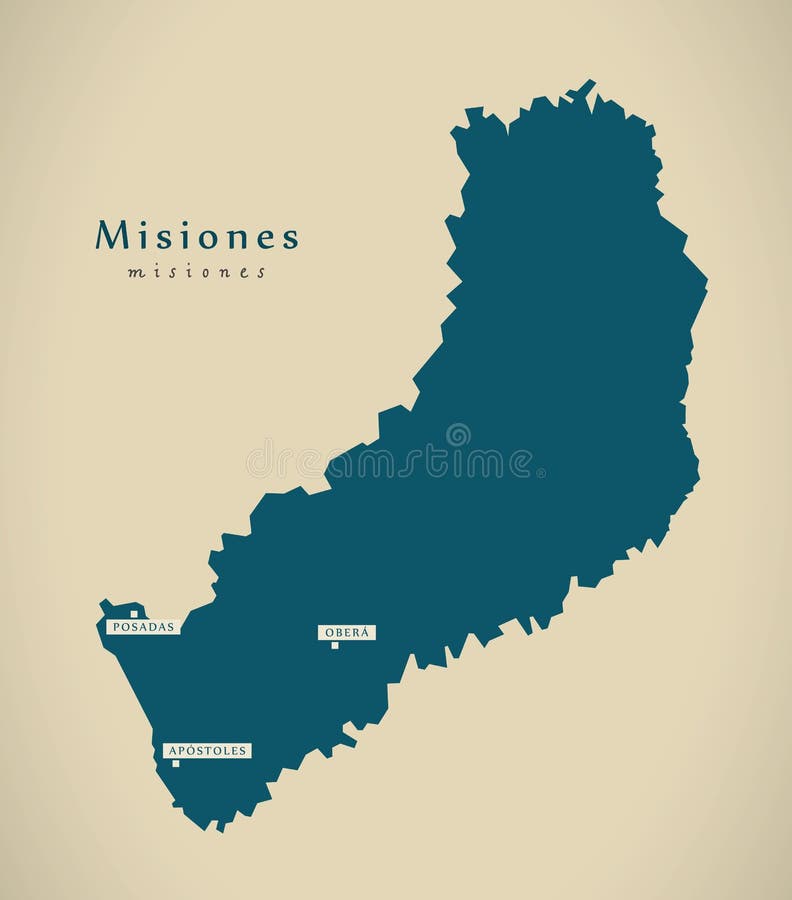 Modern Map - Misiones AR stock illustration. Illustration of geography ...