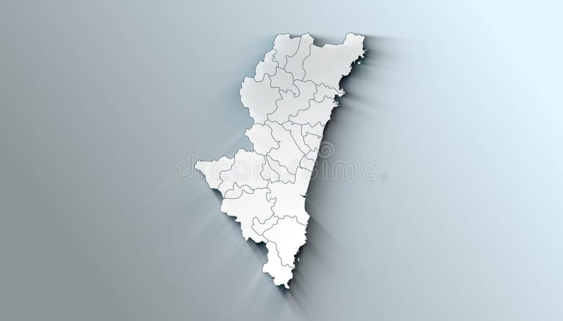 Modern Map of Miyazaki Japan Prefecture with Borders Stock Illustration ...