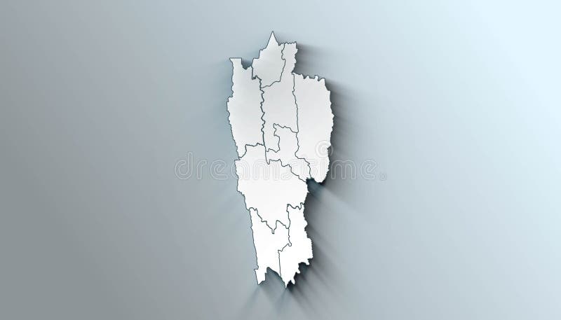 Minimalist 3D Map of Mizoram a Districts of India with Borders Stock ...