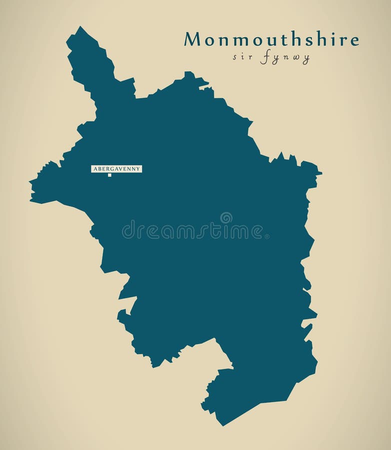 Modern Map - Monmouthshire Wales UK Stock Illustration - Illustration ...