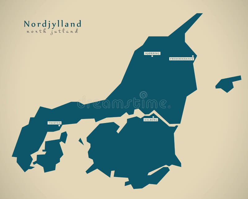 Modern Map - Nordjylland Denmark DK Stock Illustration - Illustration ...
