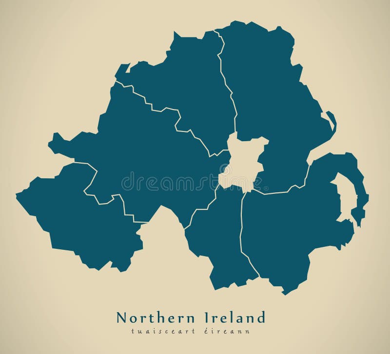 Modern Map - Northern Ireland with Counties UK Stock Illustration ...