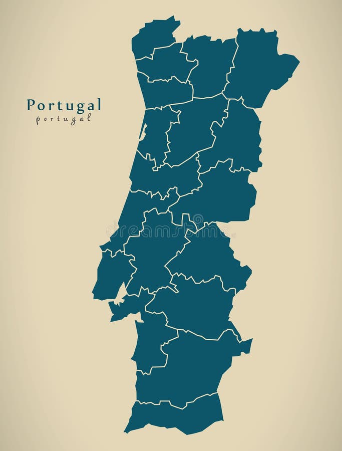 Districts of Portugal. Map of Regional Country Administrative Divisions ...