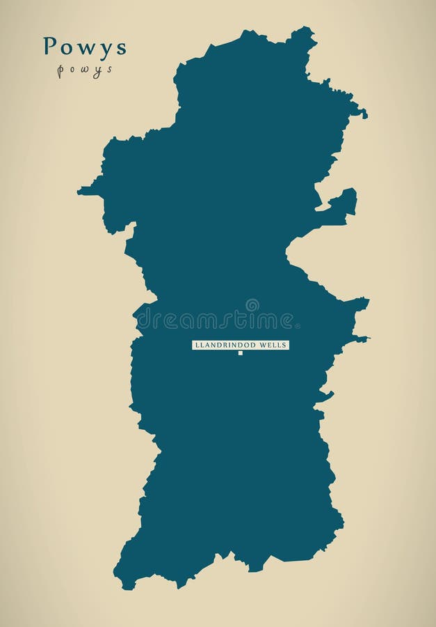 Modern Map - Powys Wales UK Stock Illustration - Illustration of flat ...
