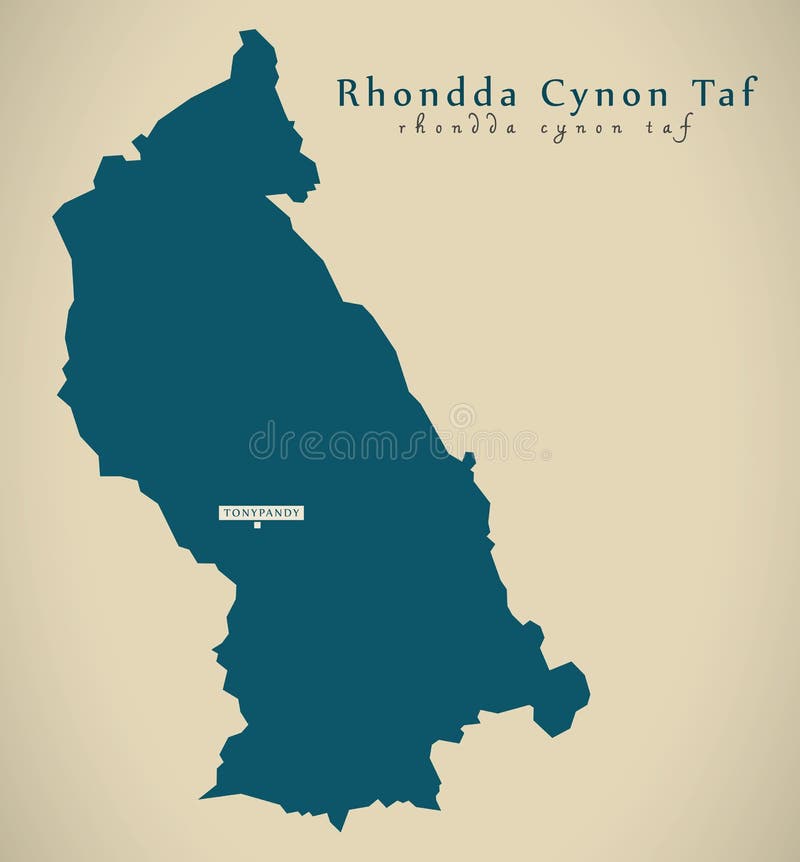 Modern Map - Rhondda Cynon Taf Wales UK Stock Illustration ...