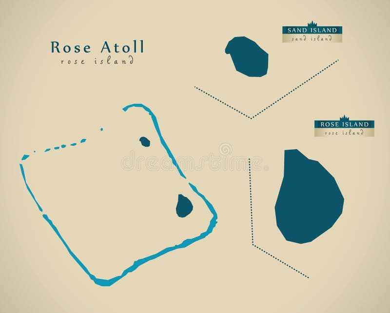 Modern Map - Rose Atoll AS stock illustration. Illustration of regional ...