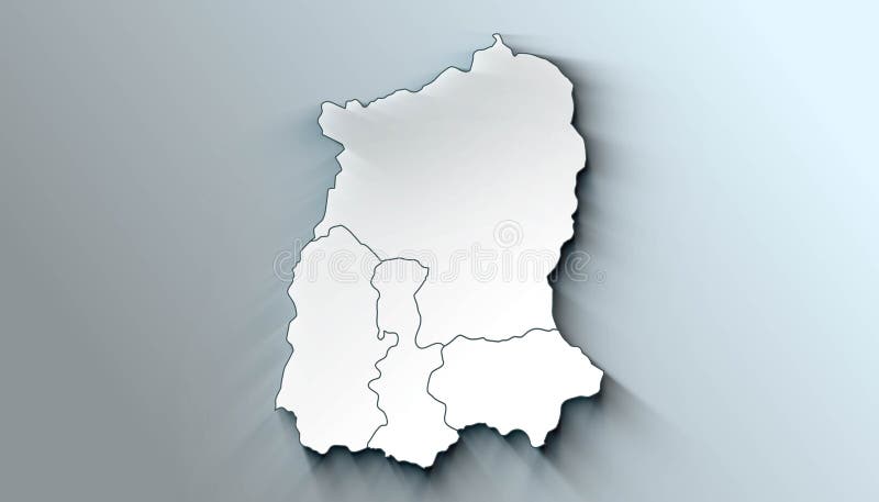 Minimalist 3D Map of Sikkim a Districts of India with Borders Stock ...