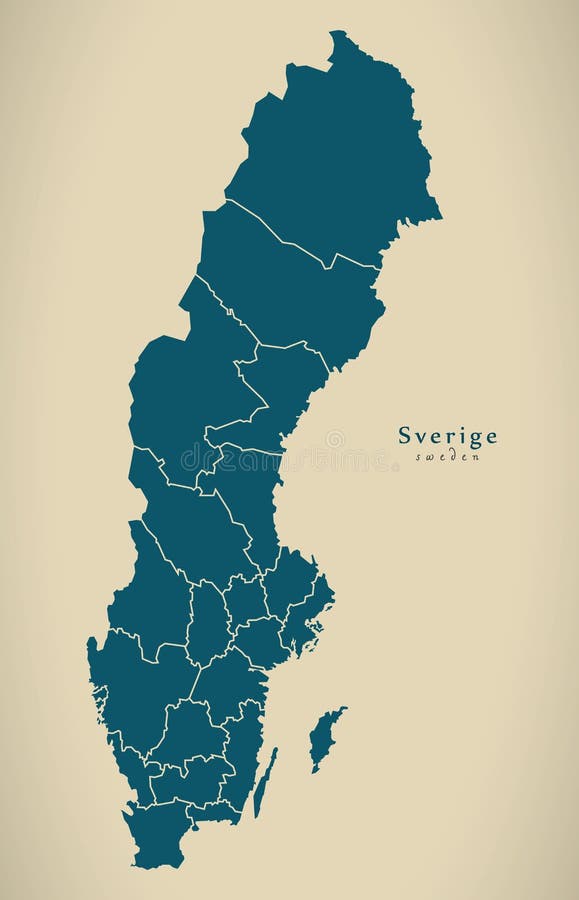 Sweden Map with States and Modern Round Shapes Stock Vector ...