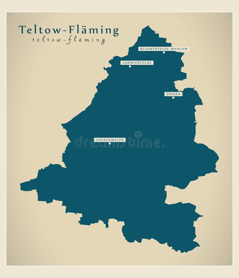 Modern Map - Teltow-Flaeming County of Brandenburg DE Stock ...