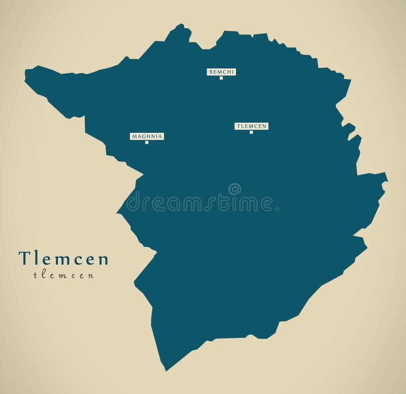 Modern Map - Tlemcen DZ stock illustration. Illustration of provinces - 105689058