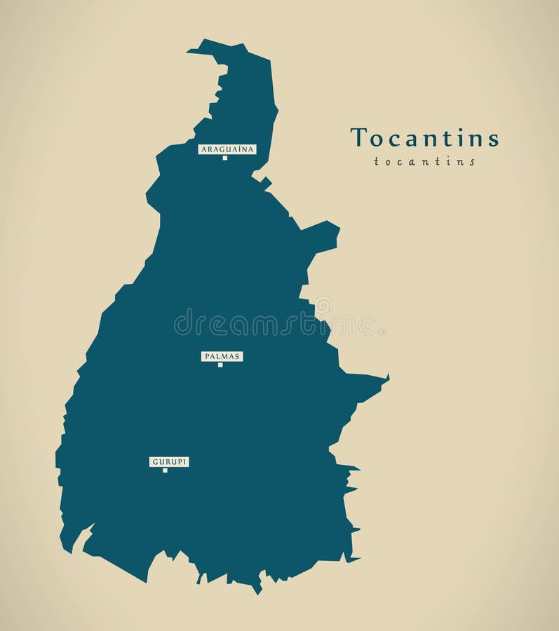 Modern Map - Tocantins BR Brazil Stock Illustration - Illustration of ...
