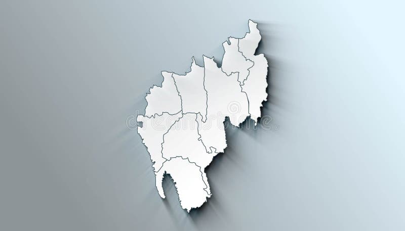 Minimalist 3D Map of Tripura a Districts of India with Borders Stock ...