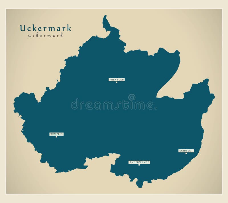 Modern Map - Uckermark County of Brandenburg DE Stock Vector ...