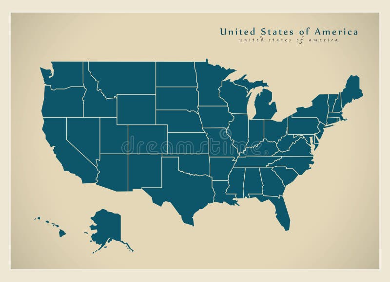 Modern Map - USA with Federal States Stock Illustration - Illustration ...