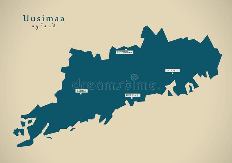 Uusimaa Map of Finland with Finnish National Flag Illustration Stock ...