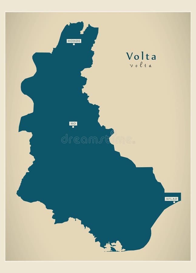 Modern Map - Volta Region Map of Ghana GH Stock Vector - Illustration ...