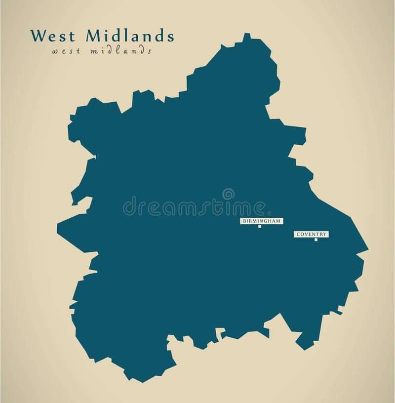 West Midlands Red Highlighted in Map of England UK Stock Illustration ...