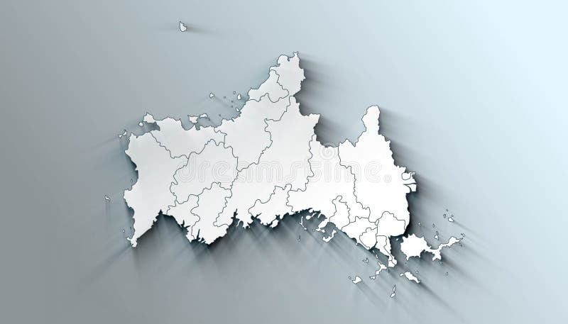 Modern Map of Yamaguchi Japan Prefecture with Borders Stock ...