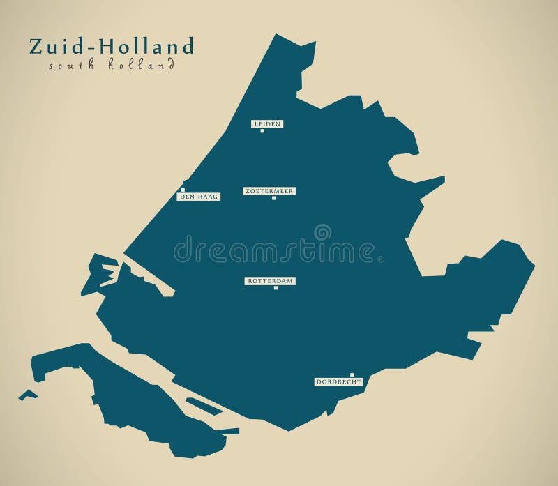 Modern Map - Zuid Holland NL Stock Illustration - Illustration of ...