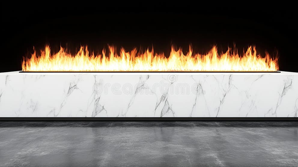 Modern Marble Fireplace Flames Indoor Design Stock Photo - Image of ...