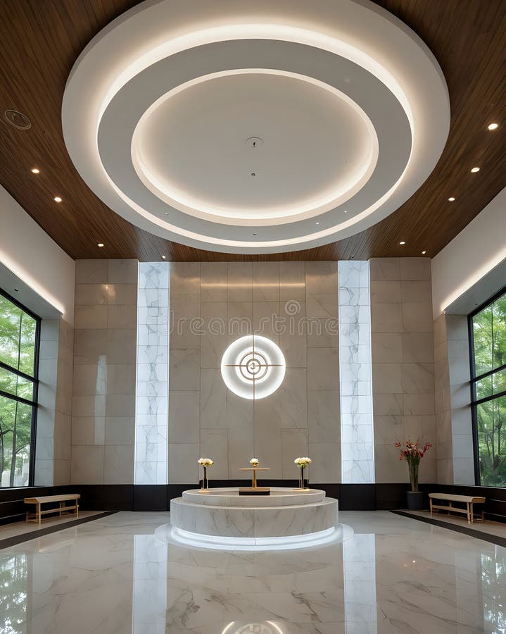 Modern Marble Lobby Interior Stock Illustration - Illustration of ...