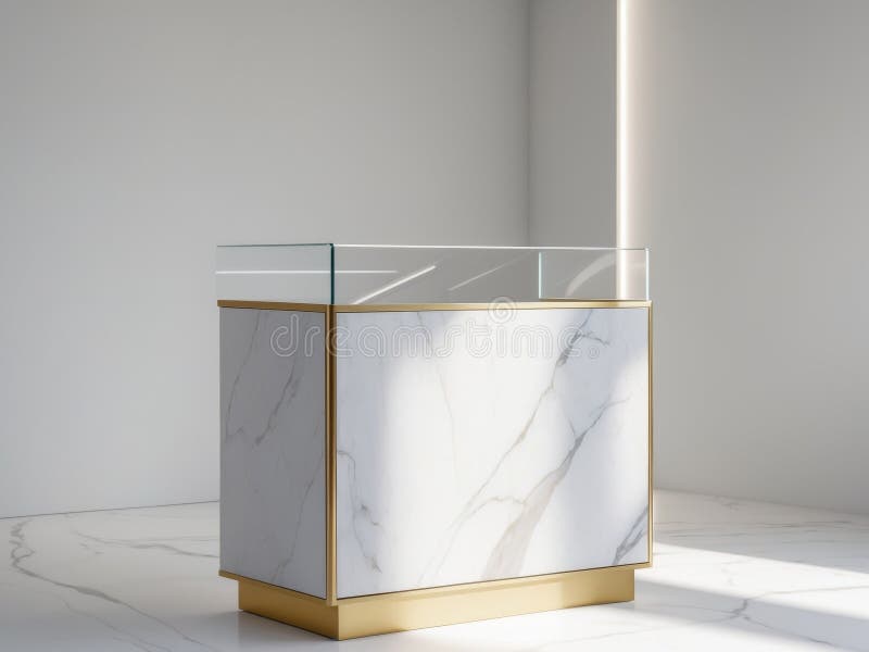 Modern Marble Podium Display Design with Gold Accents Stock Photo ...