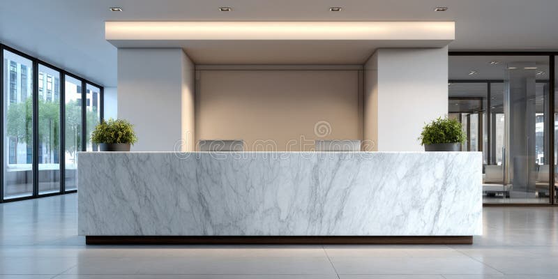 Modern Marble Reception Desk in a Stylish Office Lobby Stock ...