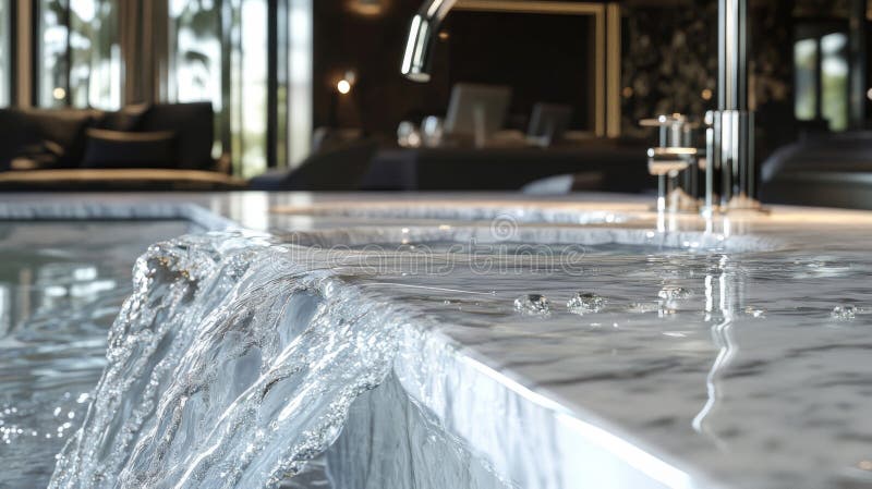 Modern Marble Sink with Cascading Water Feature Stock Illustration ...
