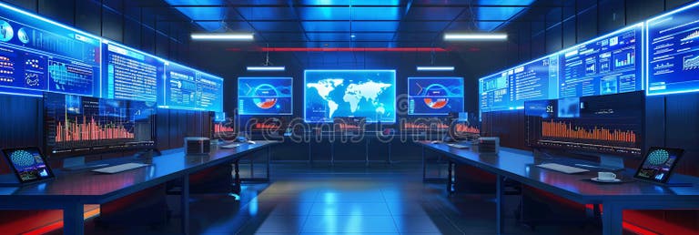 A Modern Marketers Office with Screens Displaying AI Algorithms Analyzing User Behavior and ...