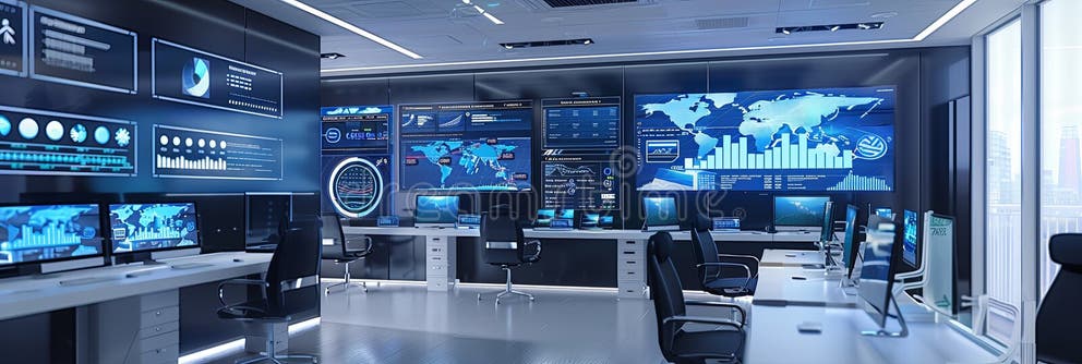 A Modern Marketing Office with Screens Displaying AI Algorithms ...