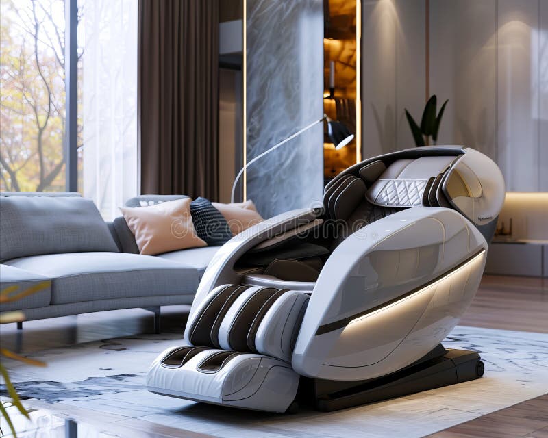 A Modern Massage Chair in a Living Room Stock Photo - Image of armrest ...