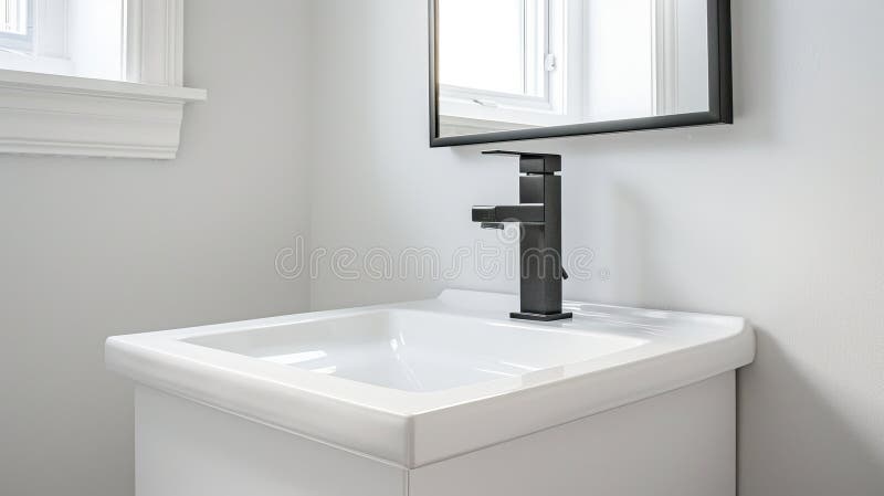 Modern Master Bathroom Adorned with an Elegant Black Metal Rectangular ...