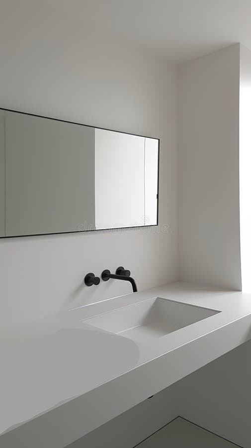 Modern Master Bathroom Adorned with an Elegant Black Metal Rectangular ...