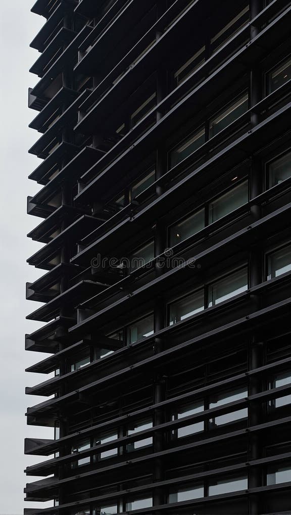 Modern Matte Black Louvers on High Rise Facade for Dynamic Texture and ...