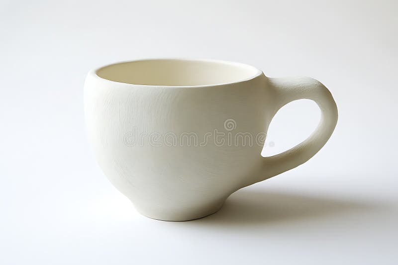 Modern Matte White Ceramic Mug with Curved Handle from Above Stock ...