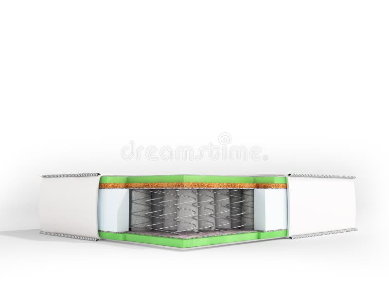 Modern Mattress in the Front View 3d Render on a White Background No ...