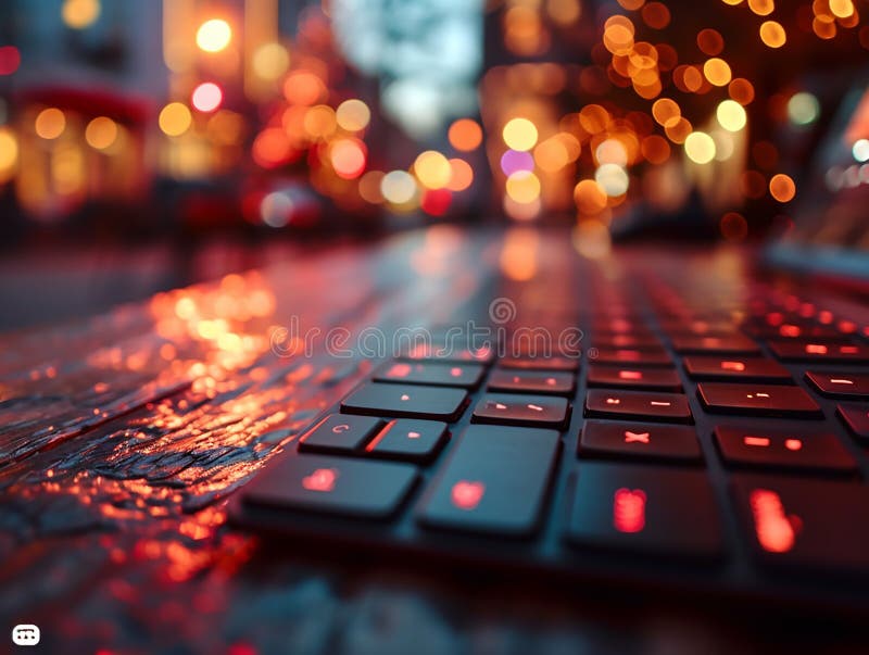 A Modern Mechanical Keyboard Stock Illustration - Illustration of night ...