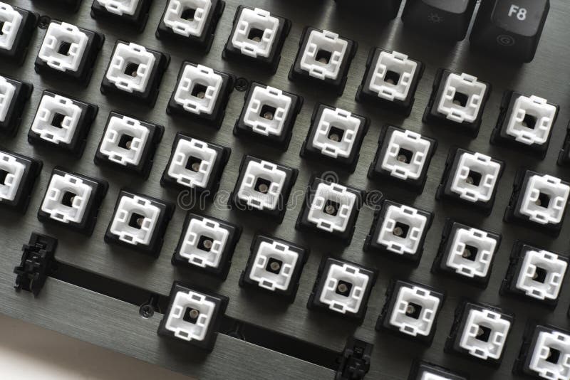 A Modern Mechanical Keyboard Switches, Black and White Keycaps on the ...