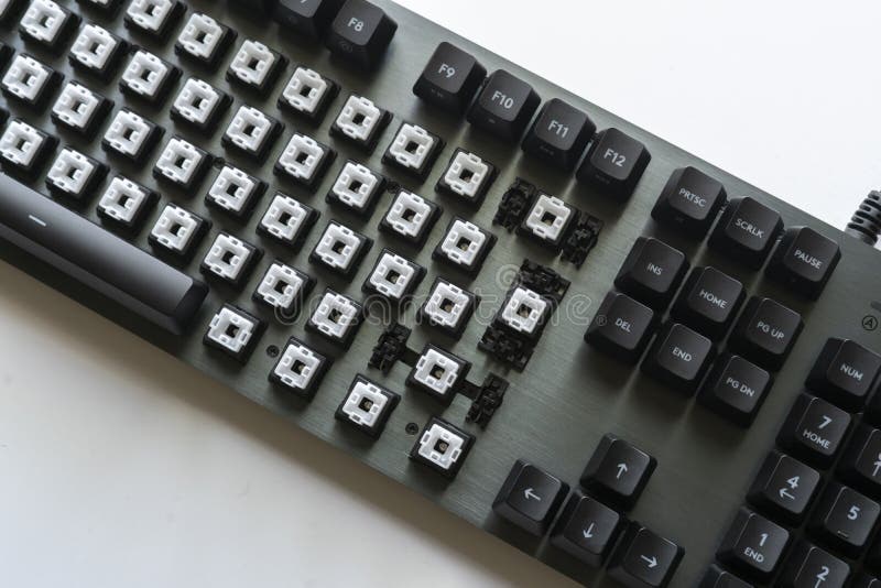 A Modern Mechanical Keyboard Switches, Black and White Keycaps on the ...