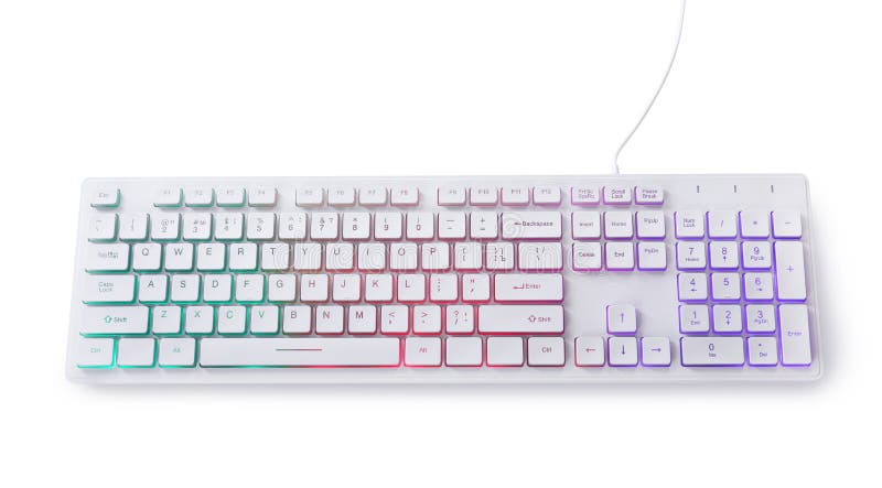 Modern Mechanical RGB Keyboard on White Stock Image - Image of backlit ...