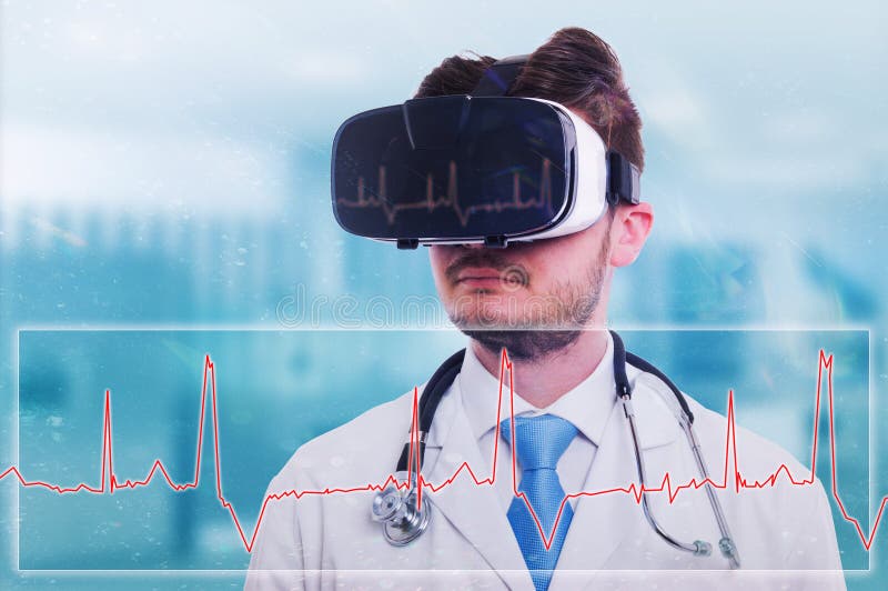 Modern Medic with Virtual Reality Goggles Stock Photo - Image of ...